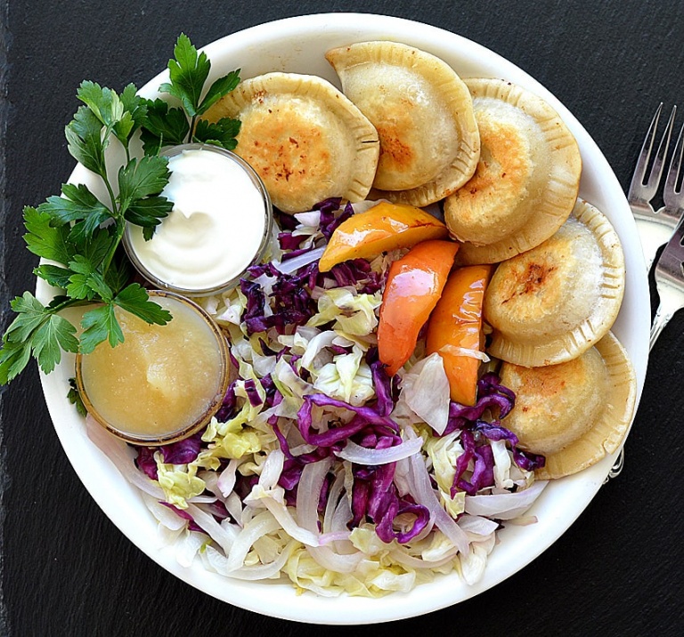 Potato Pierogi with Sauteed Cabbage and Apples - TheVegLife