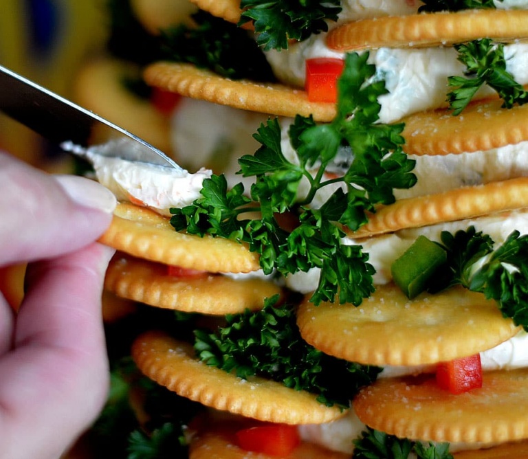 Holiday RITZ Crackers Veggie Cream Cheese Appetizer Tree - TheVegLife