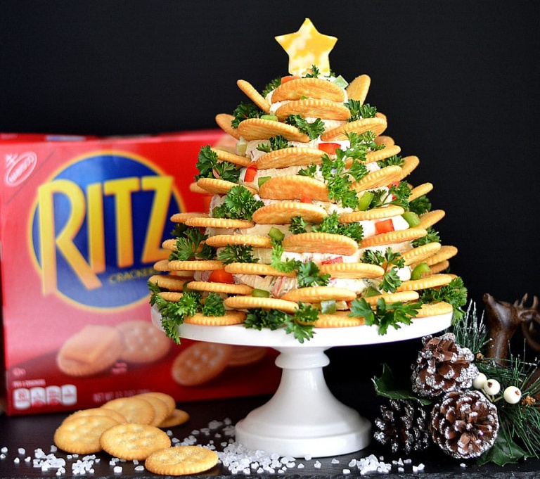 Holiday RITZ Crackers Veggie Cream Cheese Appetizer Tree - TheVegLife